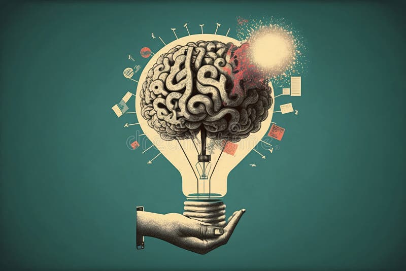 Conceptual Art Collage of Hands Holding a Light Bulb Which Appears a ...