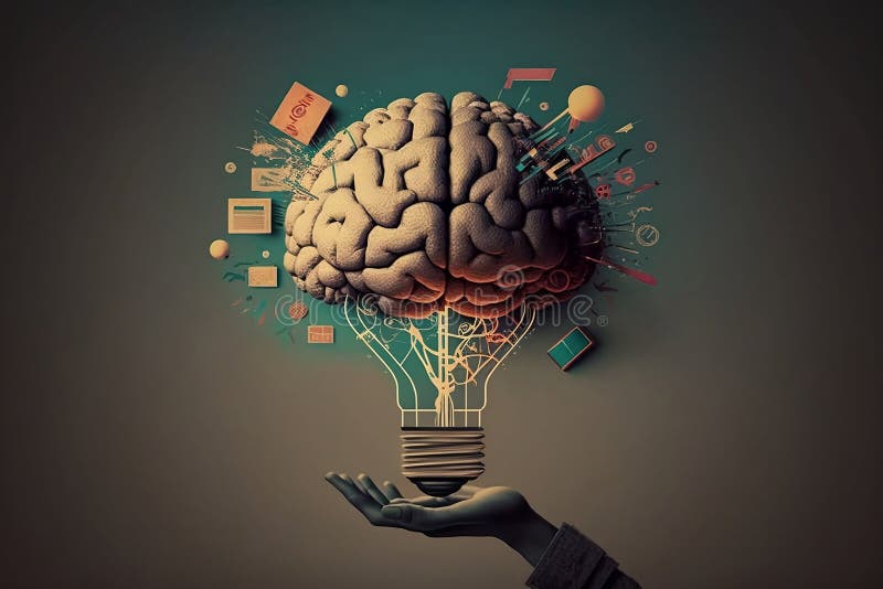 Conceptual Art Collage of Hands Holding a Light Bulb Which Appears a ...