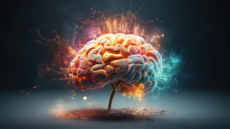 Conceptual Art of a Human Brain Bursting with Knowledge and Creativity ...