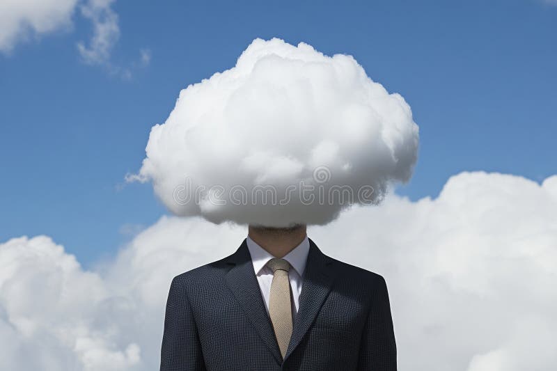 Conceptual Art: Human with Cloud for a Head. Stock Illustration ...