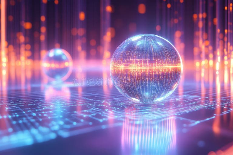 Conceptual Art of Quantum Bit Sphere Contrasted with Traditional Binary ...