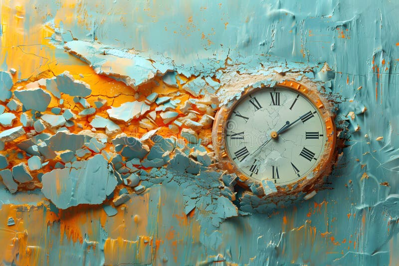 Conceptual Art, Time Transience, Peeling Paint and Clock Stock ...
