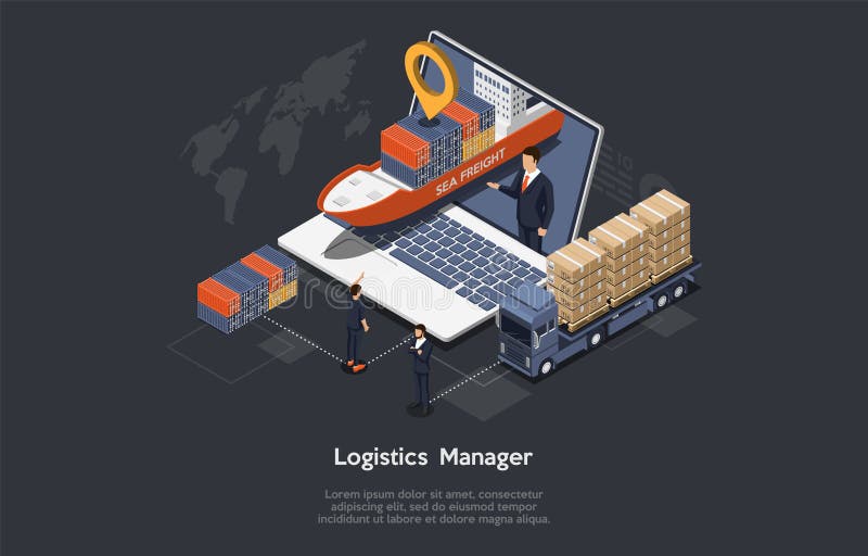 Conceptual Art of Warehouse Working Process, Logistics Manager ...