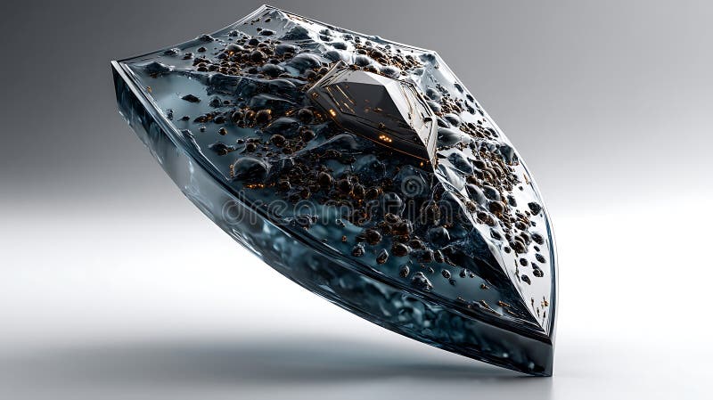Conceptual Artistic Shield with Embedded Crystal and Metallic Particles ...