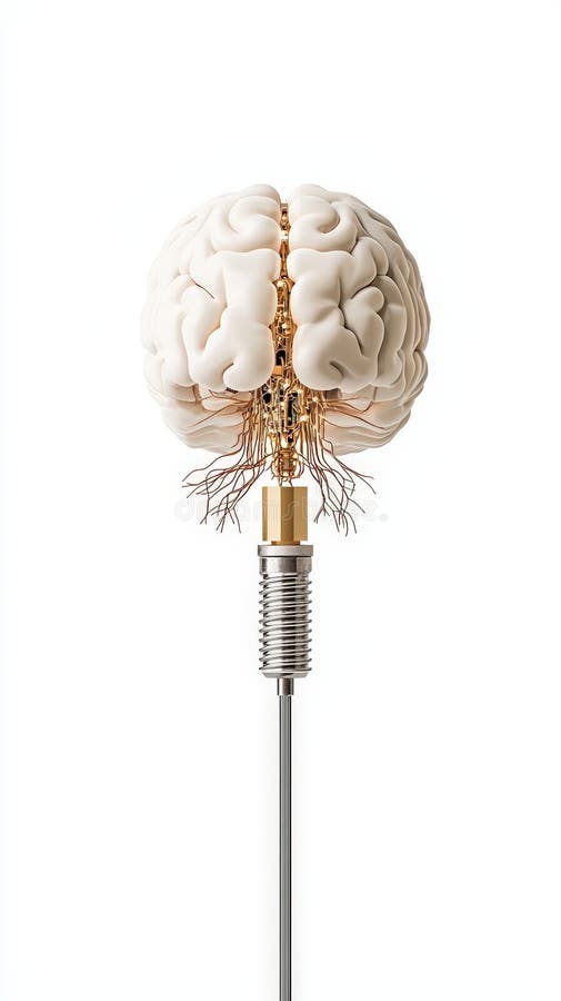 A Conceptual Artwork of a Brain Combined with Mechanical Elements ...