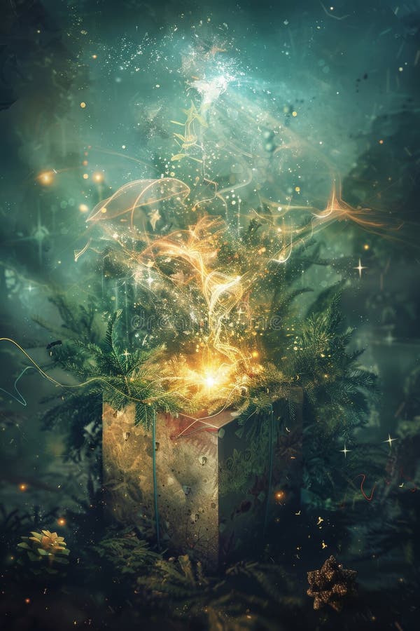 Conceptual Artwork of a Festive Present with Surreal Elements. Stock ...