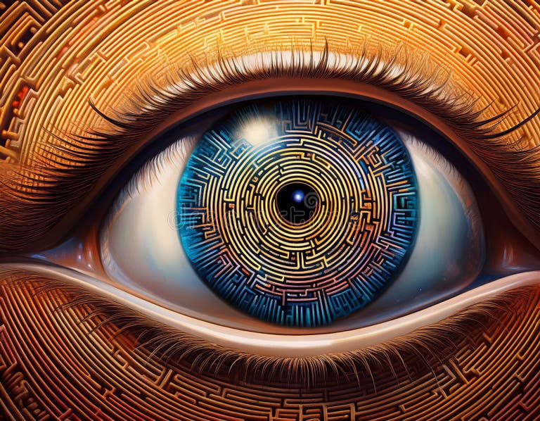 A Conceptual Artwork of a Maze within an Eye, Representing the Complexity and Journey of Human ...