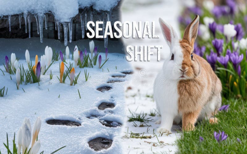 Transition from Winter To Spring Landscape Stock Illustration ...