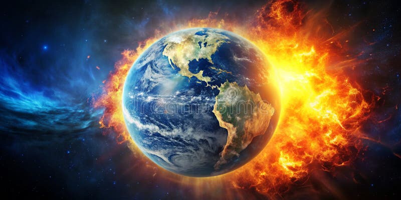 Conceptual Background of the Earth S Burning Explosion AI-Created ...