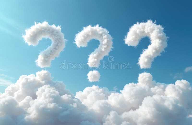 Conceptual Background Features Question Marks from Clouds on Blue Sky ...