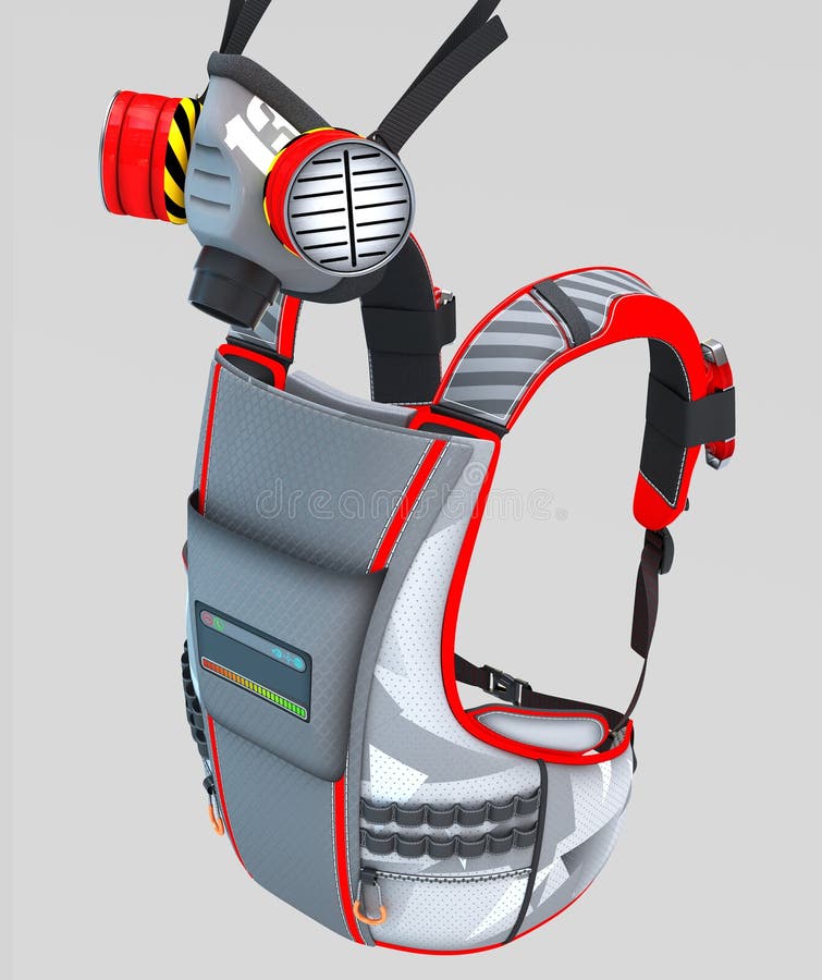 Conceptual Backpack for Rescue Tasks, Complete with Respirator. Stock ...
