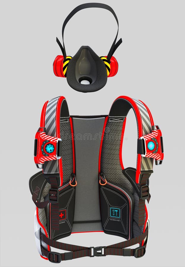 Conceptual Backpack for Rescue Tasks, Complete with Respirator. Stock ...
