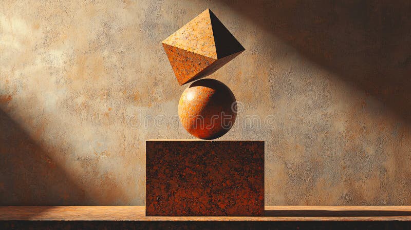 Conceptual Balance with Abstract Geometric Shapes, Levitating Forms and ...