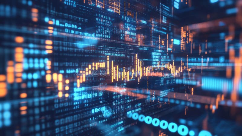 Conceptual Binary Code Merging with Financial Data Visuals Stock Photo ...
