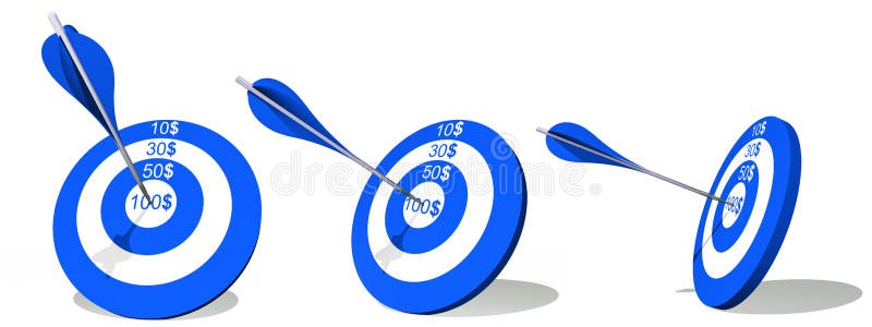 Conceptual Blue Target with Dollar and an Arrow in Center Stock ...