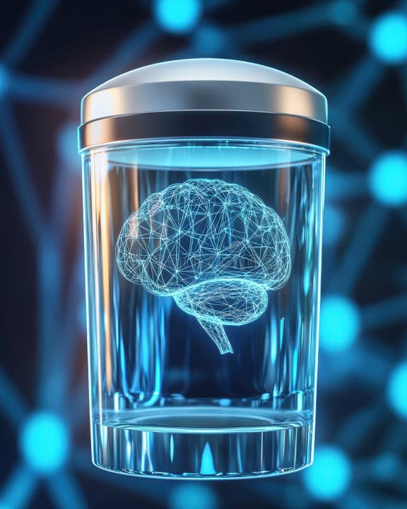 Conceptual Brain in Glass Container Representing Intelligence and ...