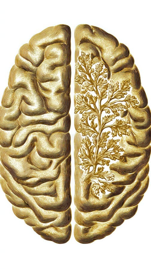 Conceptual Brain Illustration, Half in Classical Brain Texture, Half in ...