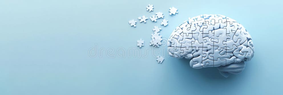 Conceptual Brain Puzzle on Light Blue Background for Creative Problem ...