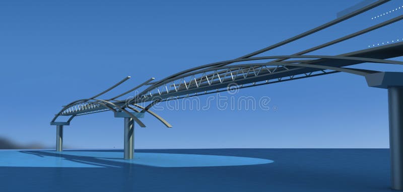 Conceptual bridge at blue stock illustration. Illustration of ...