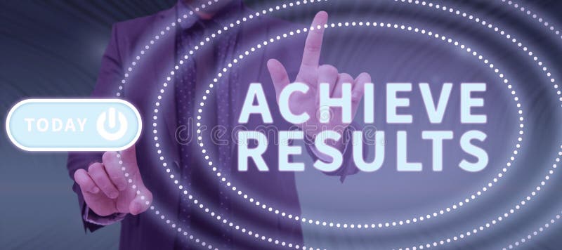 Hand Writing Sign Achieve Results. Business Overview Simultaneous ...