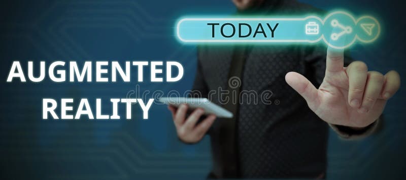 Conceptual Caption Augmented Reality. Business Concept Technology that ...