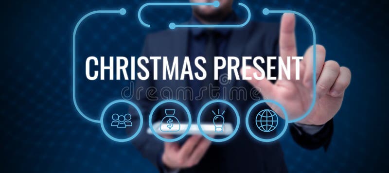 Conceptual Caption Christmas Present. Word for Presented As a Gift ...