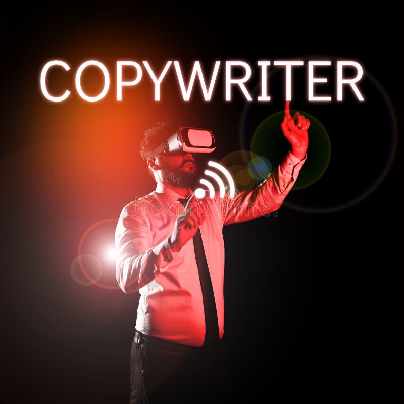 Conceptual Caption Copywriter. Business Idea Writing the Text of ...