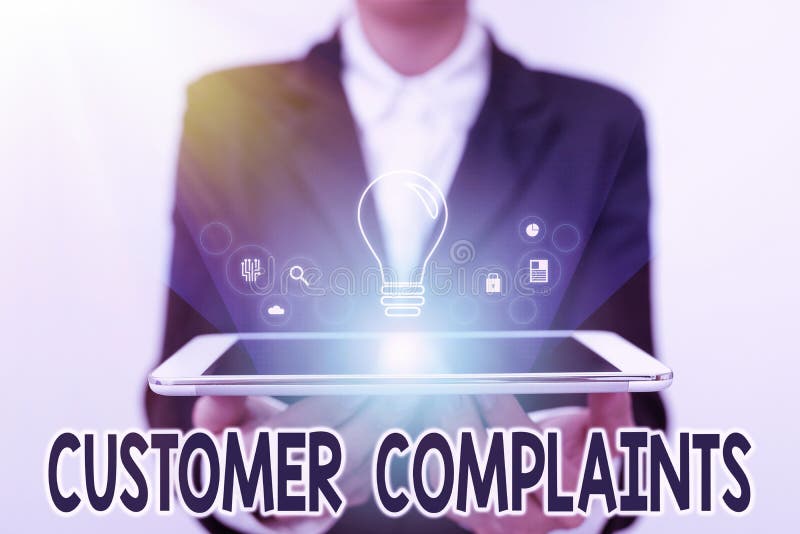 Customer Complaints Concept. Warning Sign and Computer Keyboard on ...