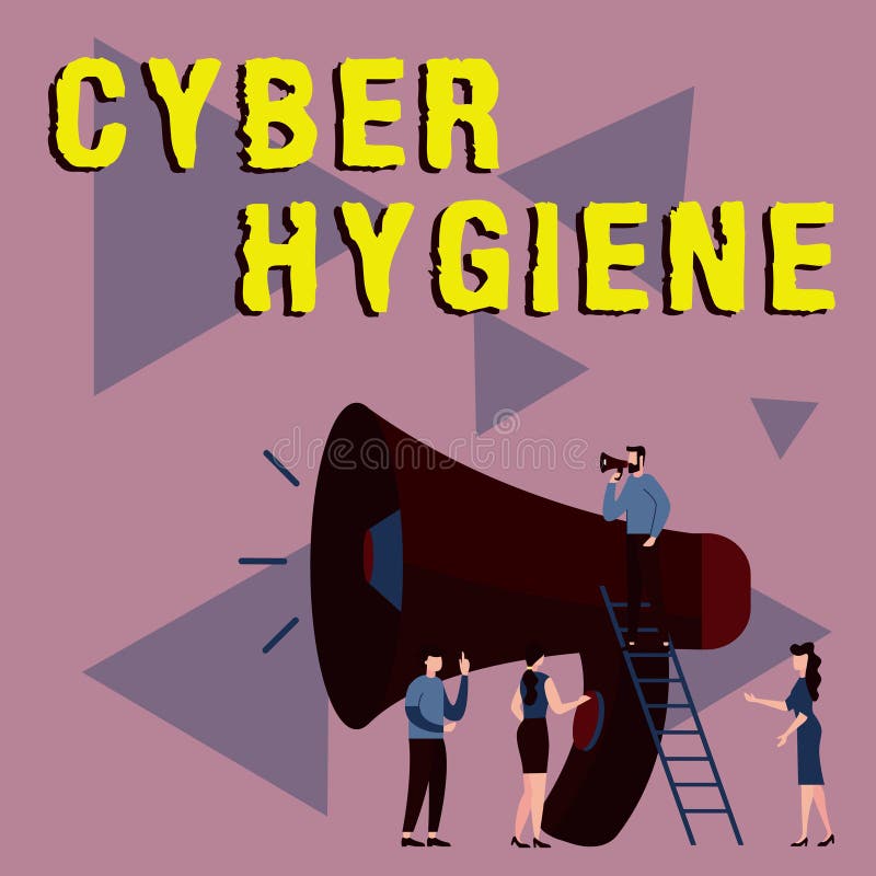 Conceptual Caption Cyber Hygiene. Business Concept Steps that Computer ...