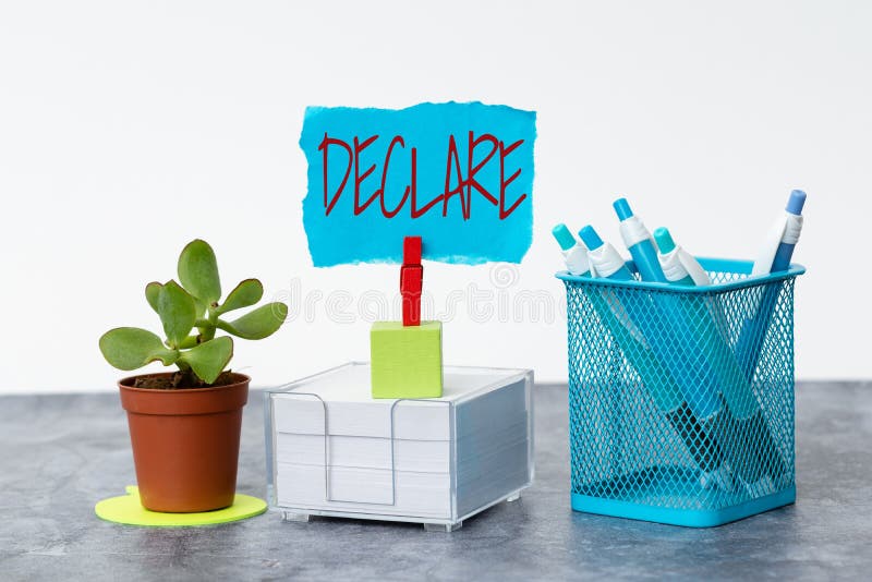 Conceptual Caption Declare. Business Idea Make Known or State Clearly ...