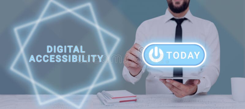 Hand Writing Sign Digital Accessibility. Business Concept Electronic ...