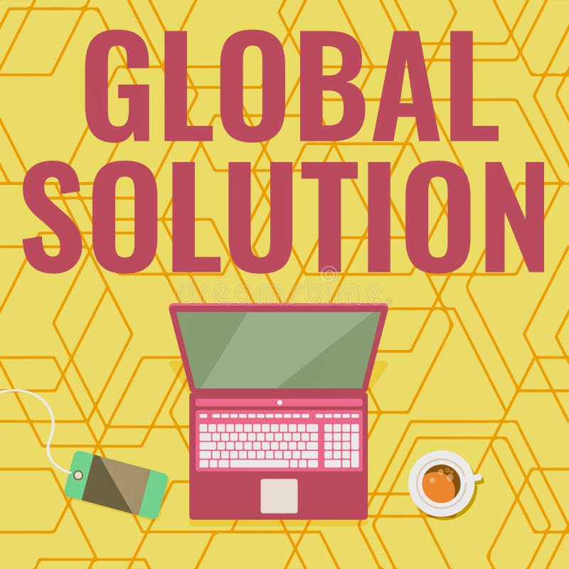 Conceptual Display Global Solution. Business Concept Dealing with a ...