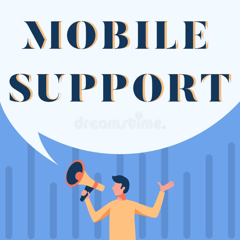 Conceptual Caption Mobile Support. Internet Concept Provides ...
