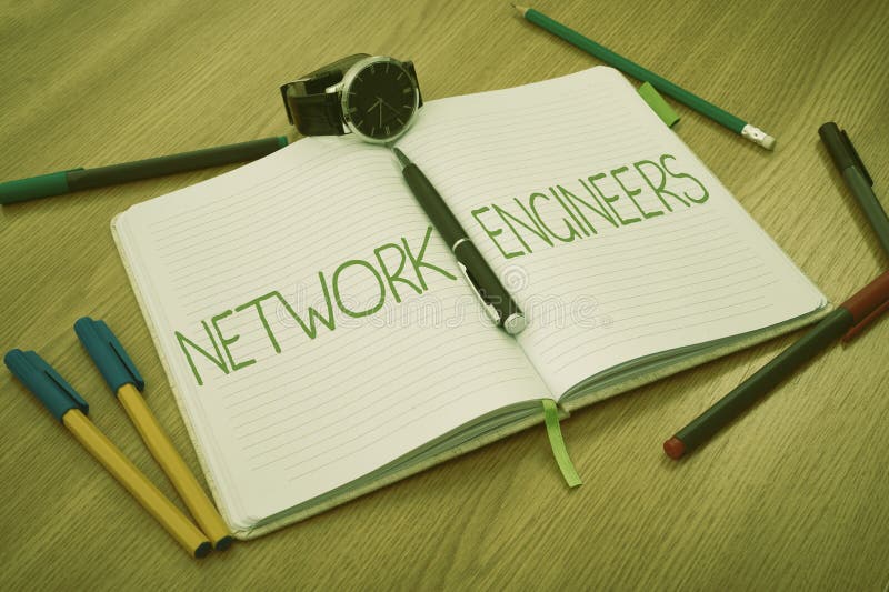 Conceptual Caption Network Engineers. Word Written on Technology ...