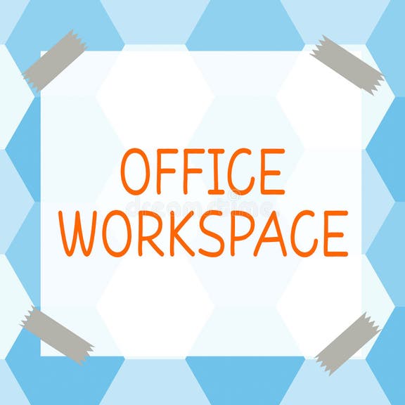 Sign Displaying Office Workspace. Business Overview Contract Modelled ...