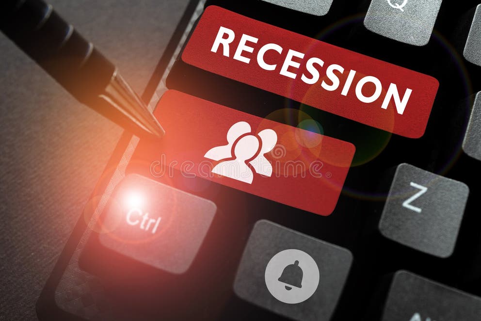 Sign Displaying Recession. Conceptual Photo the Process of Progressive Decrease in Growing ...