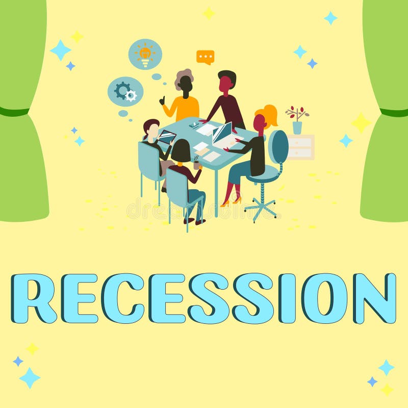 Conceptual Caption Recession. Internet Concept the Process of Progressive Decrease in Growing ...