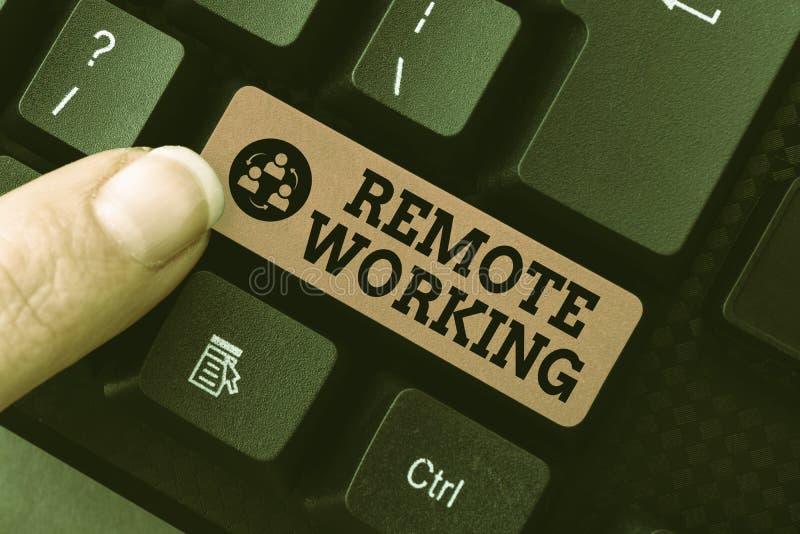 Conceptual Caption Remote Working. Business Idea Situation in Which an ... Conceptual Caption Remote Working. Business Idea Situation in Which an ...