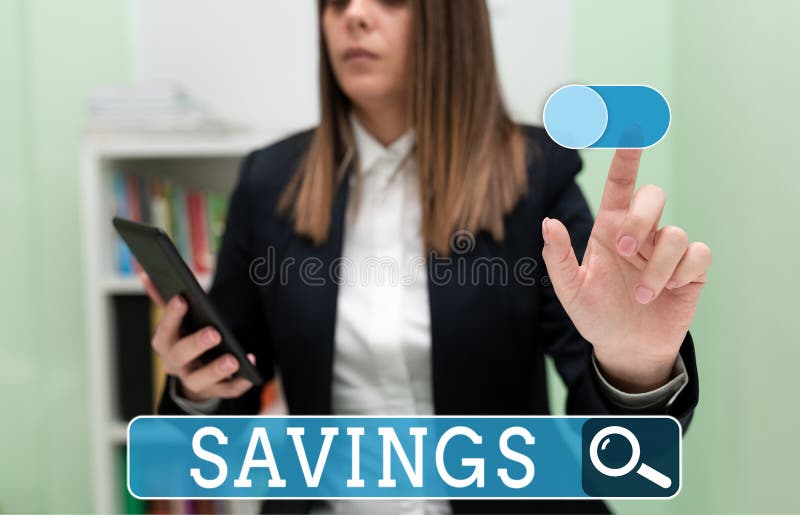 Conceptual Caption Savings. Word for Process of Setting Aside a Portion of Current Income for ...