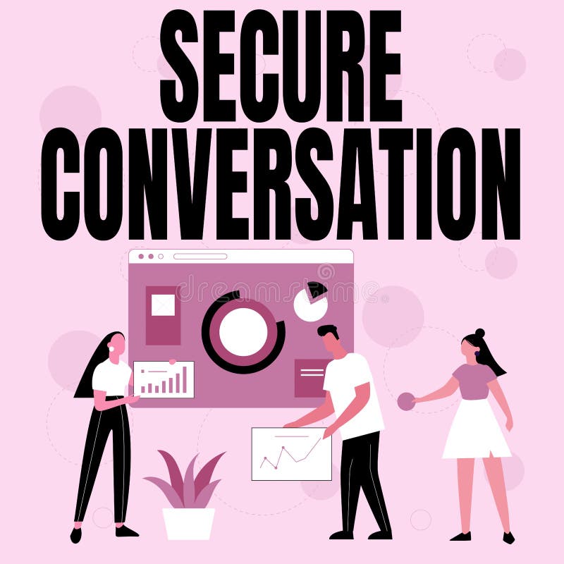 Conceptual Display Secure Conversation. Business Idea Secured Encrypted Communication between ...