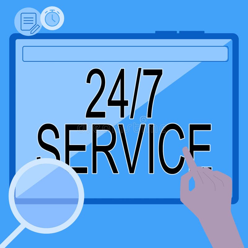 Conceptual Caption 24 or 7 Service. Business Showcase always Available ...