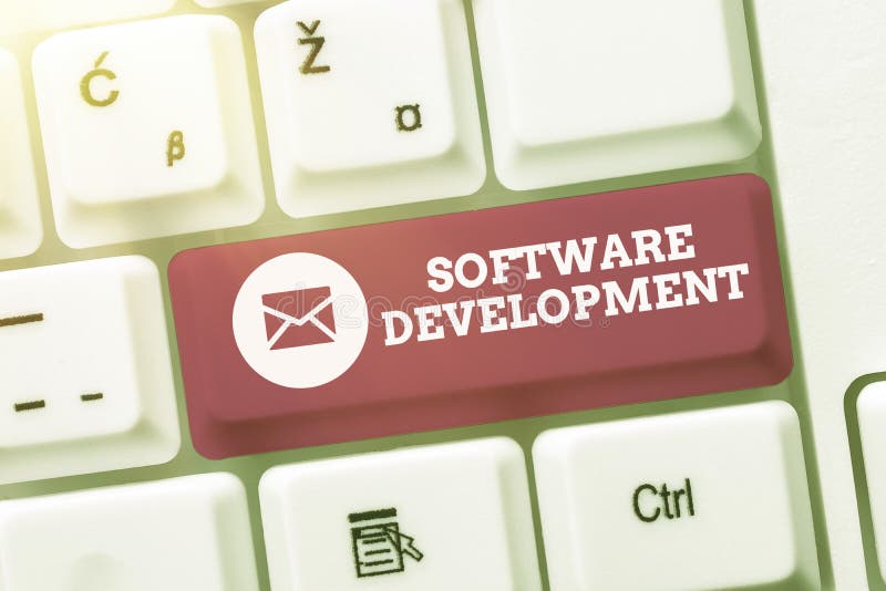 Writing Displaying Text Software Development. Business Concept Software is Created Using a ...