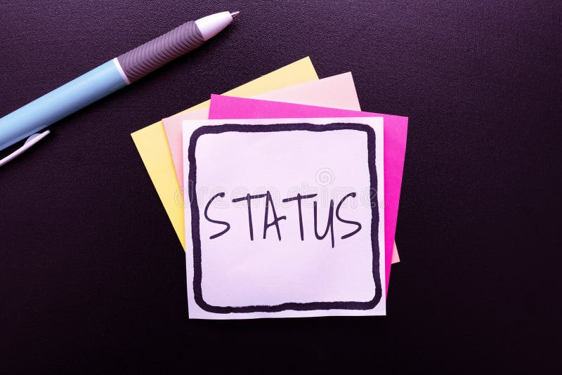 Conceptual Caption Status. Word Written on Situation at a Particular ...