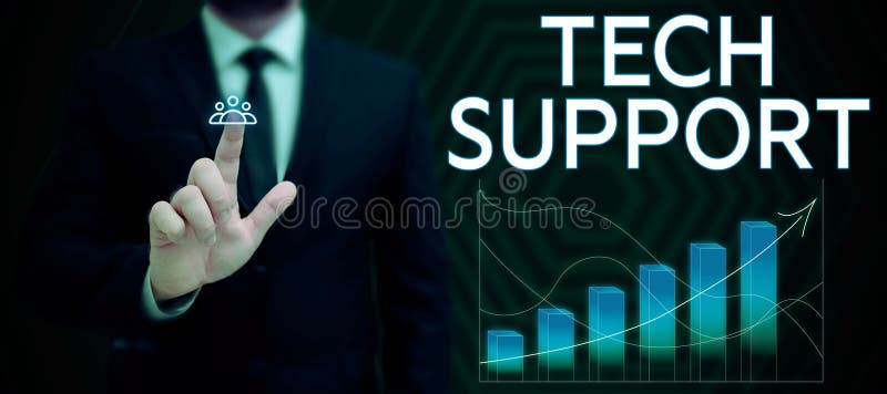 Conceptual Caption Tech Support. Business Showcase Assisting ...