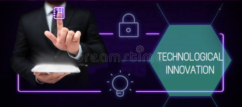 Conceptual Caption Technological Innovation. Word Written on New ... Conceptual Caption Technological Innovation. Word Written on New ...