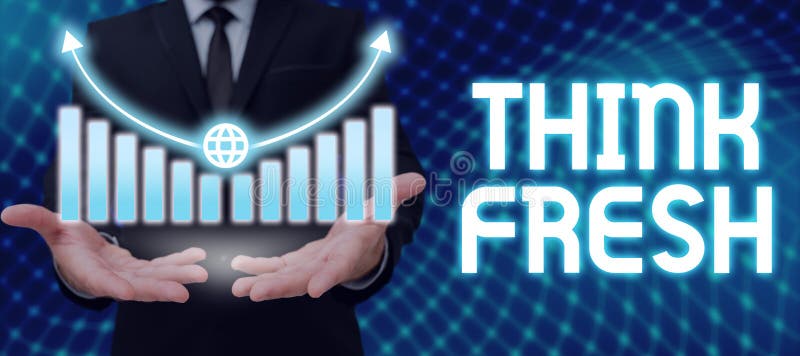 Conceptual Caption Think Fresh. Business Showcase a New Perspective of Thinking when Producing ...