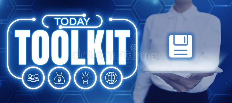 Text Sign Showing Toolkit. Concept Meaning Set of Tools Kept in a Bag ...