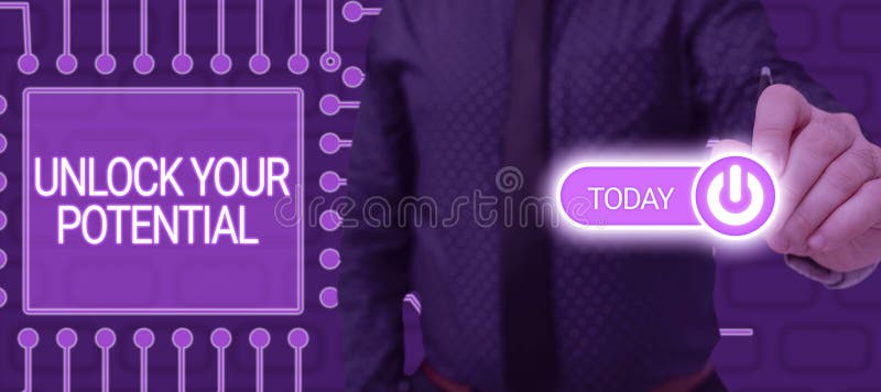 Hand Writing Sign Unlock Your Potential. Concept Meaning Maximize the ...