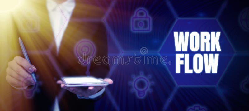 Sign Displaying Work Flow. Business Overview Continuity of a Certain ...