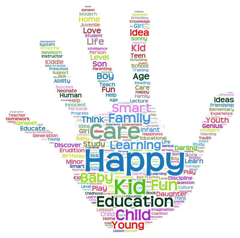 Conceptual Child Education Hand Print Word Cloud Isolated Stock ...